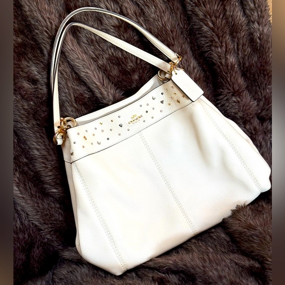 Coach | Bags | Coach Cream Studded Shoulder Bag | Poshmark